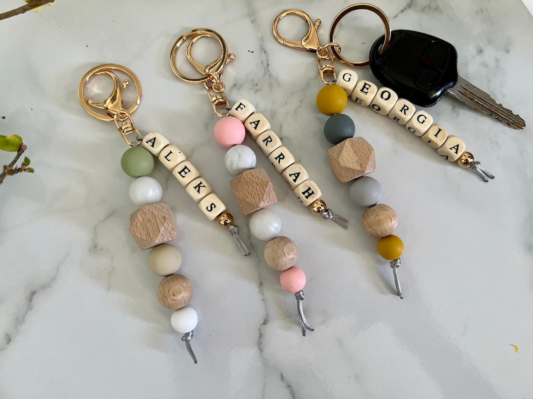 Personalized Silicone & Beech Wood Key Ring: Bag Tag, Name Tag - Etsy Australia