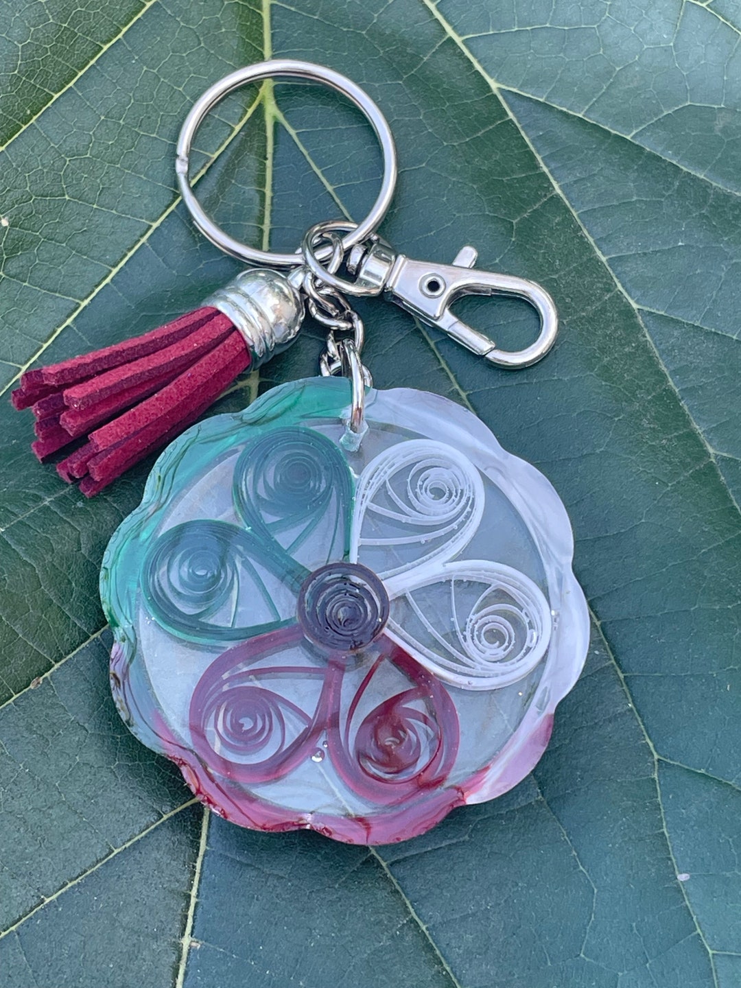 Paper Quilled Flower Keychain, Mexican Flag Colors - Etsy