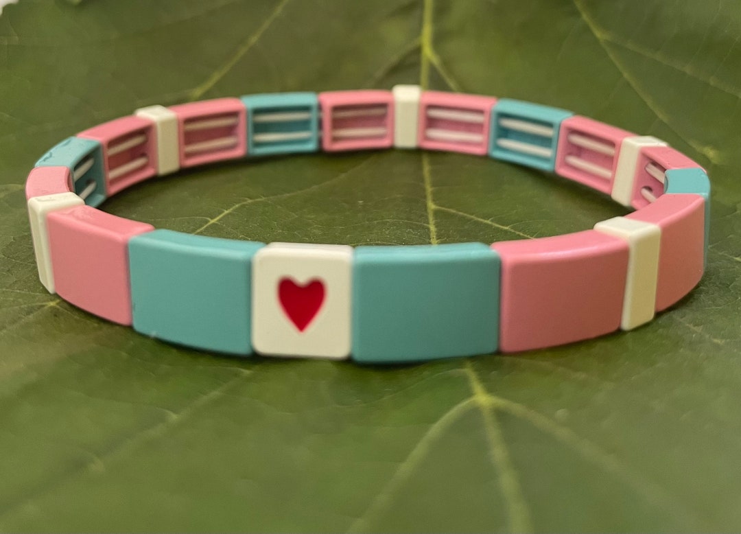 Enamel Tile Stretch Bracelet - Etsy