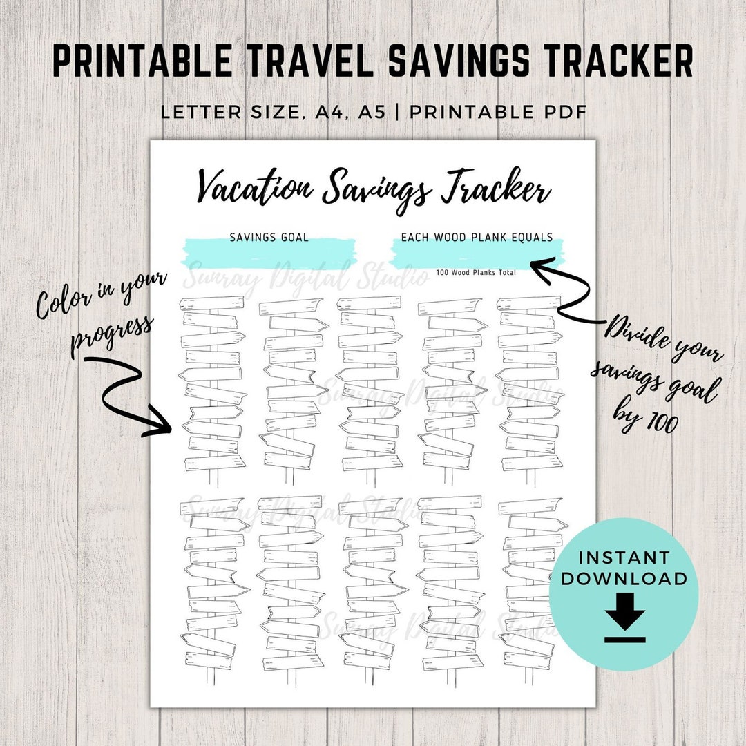 100 Printable Travel Savings Tracker, Bucket List Savings Tracker ...