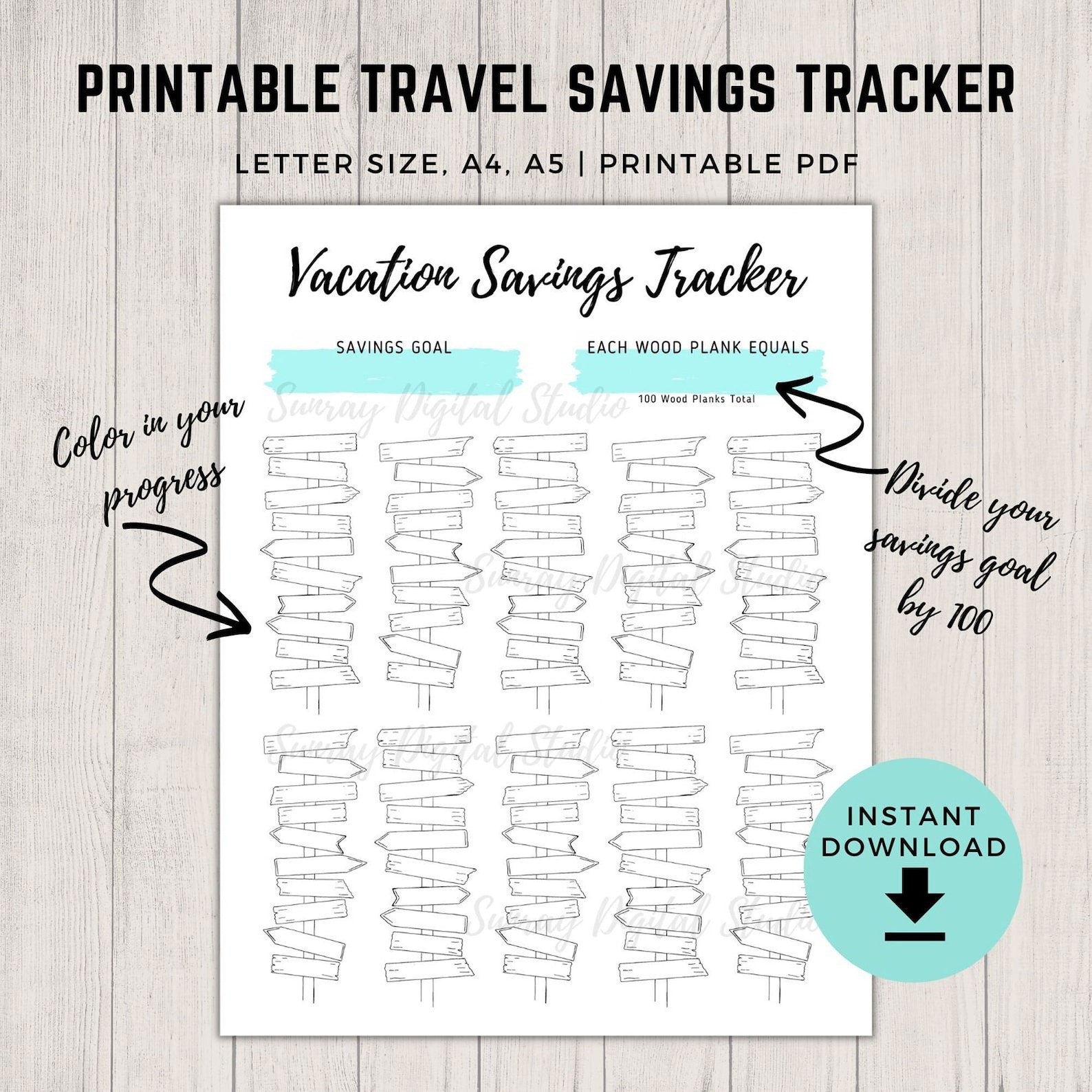 100 Printable Travel Savings Tracker, Bucket List Savings Tracker ...