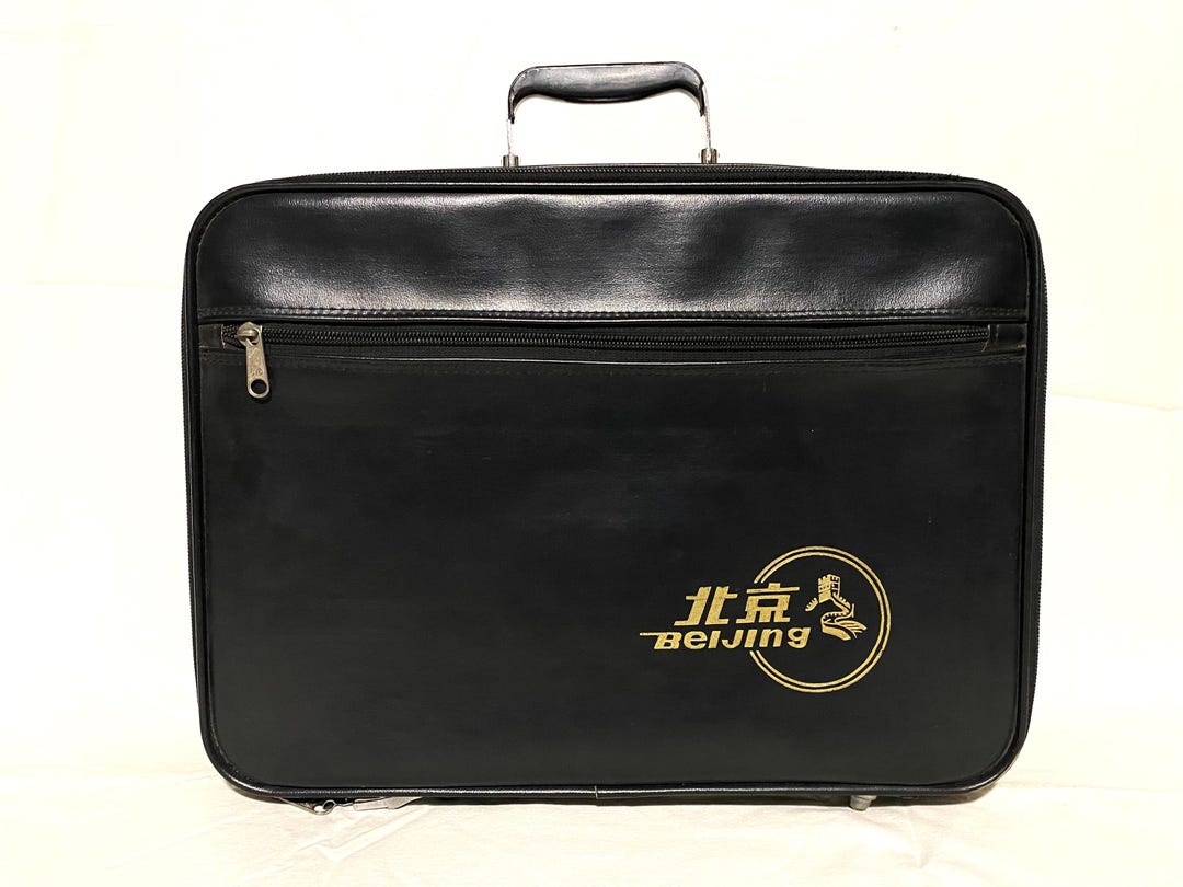 Rare Vintage 1987 Black Chinese Suitcase – Great Wall Brand – Faux ...