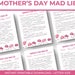 Mother's Day Mad Lib. Printable Games for Kids and Adults. Funny ...