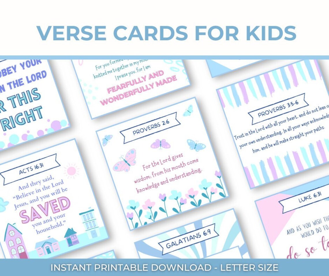 Scripture Memory Cards for Kids | Verse Cards for Children | Homeschool ...