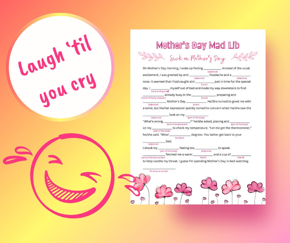 Mother's Day Mad Lib. Printable Games for Kids and Adults. Funny ...