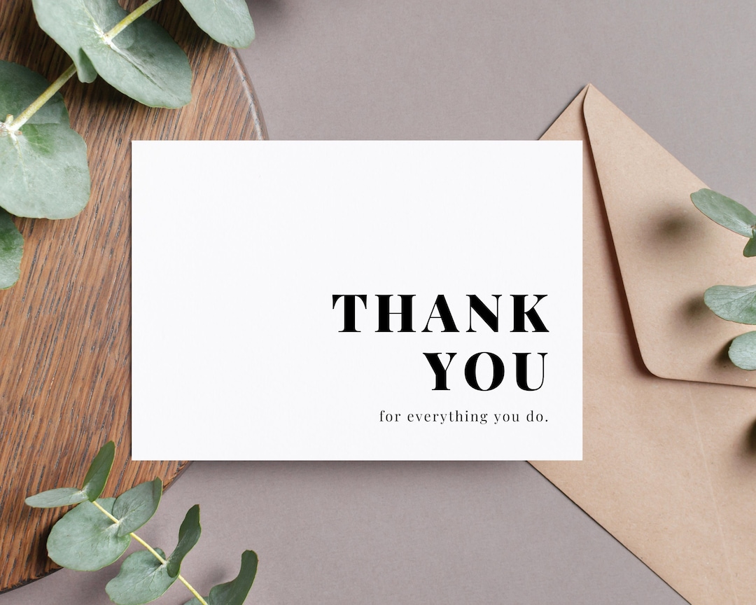 Printable Thank You for Everything You Do Card, Green - 7"x5" - Etsy