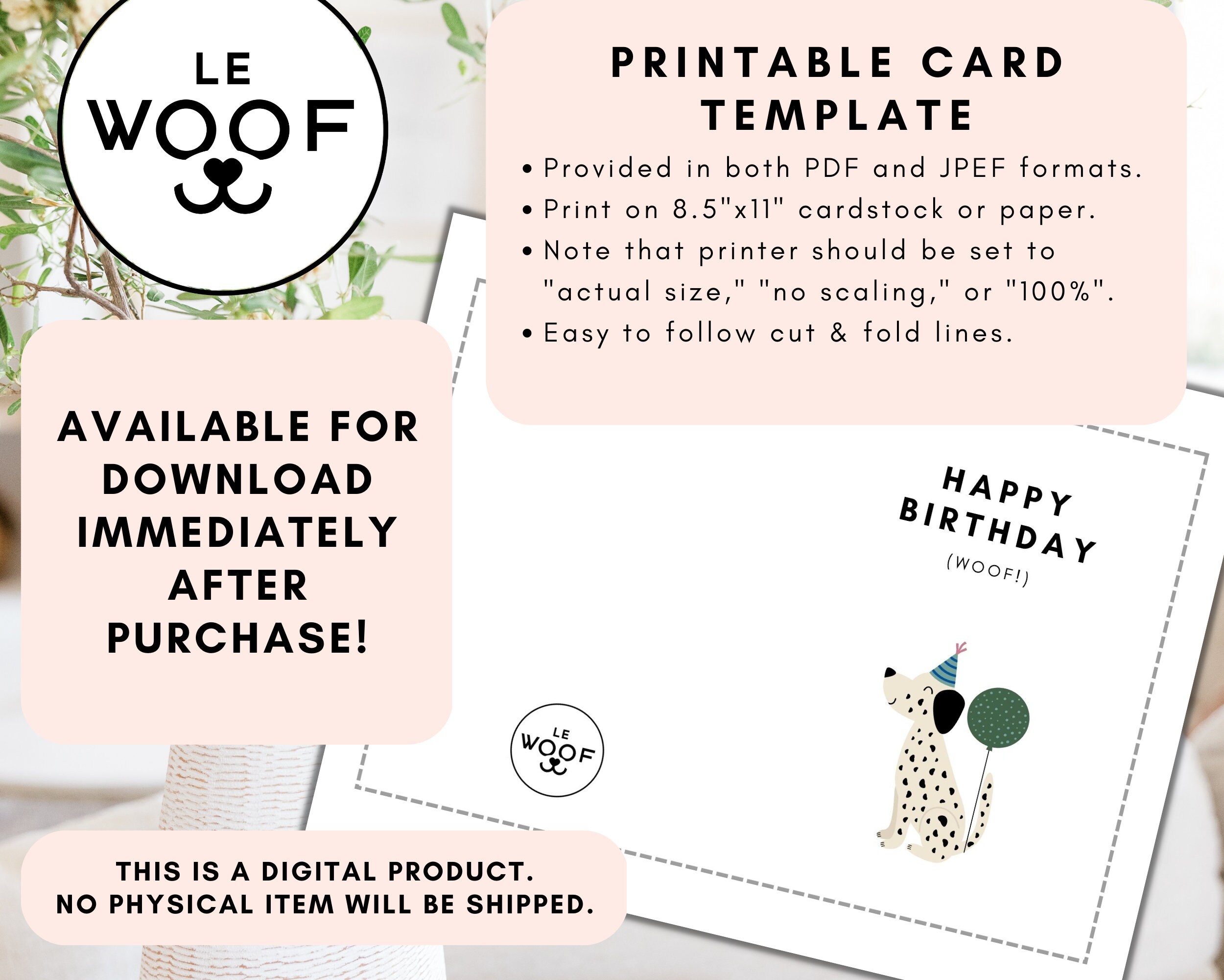 Printable Dog Birthday Card - 5"x7" - Etsy