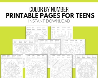 Mandala Color by Number, 30 Pages, for Adults, Teens & Kids, Printable ...