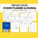 Student Planner and Journal, Growth Mindset Journal, Printable School ...