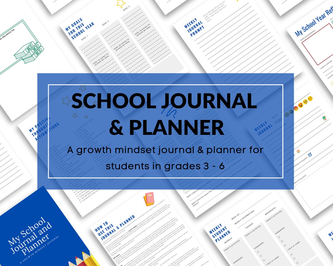 School Journal & Planner Growth Mindset Journal Printable - Etsy
