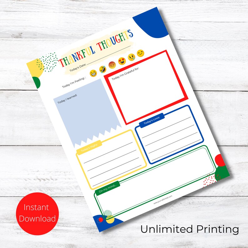 Kids Daily Gratitude Journal Printable | Digital Journal for Kids - Etsy