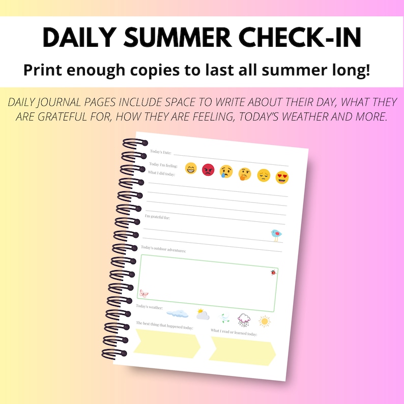 Summer Journal for Kids, Writing Prompts for Kids, Adventure Journal ...
