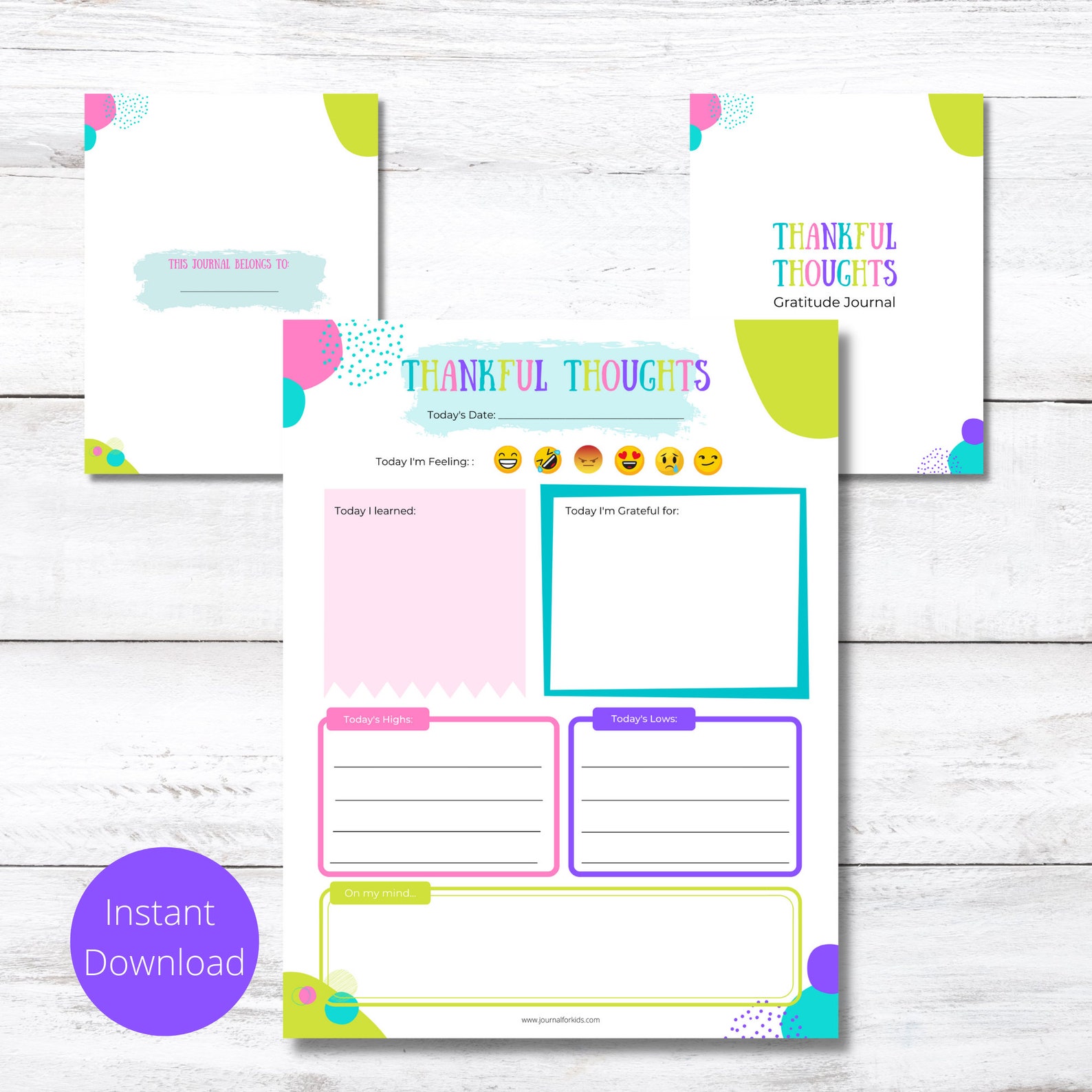 Kids Daily Gratitude Journal Printable Digital Journal for Kids - Etsy