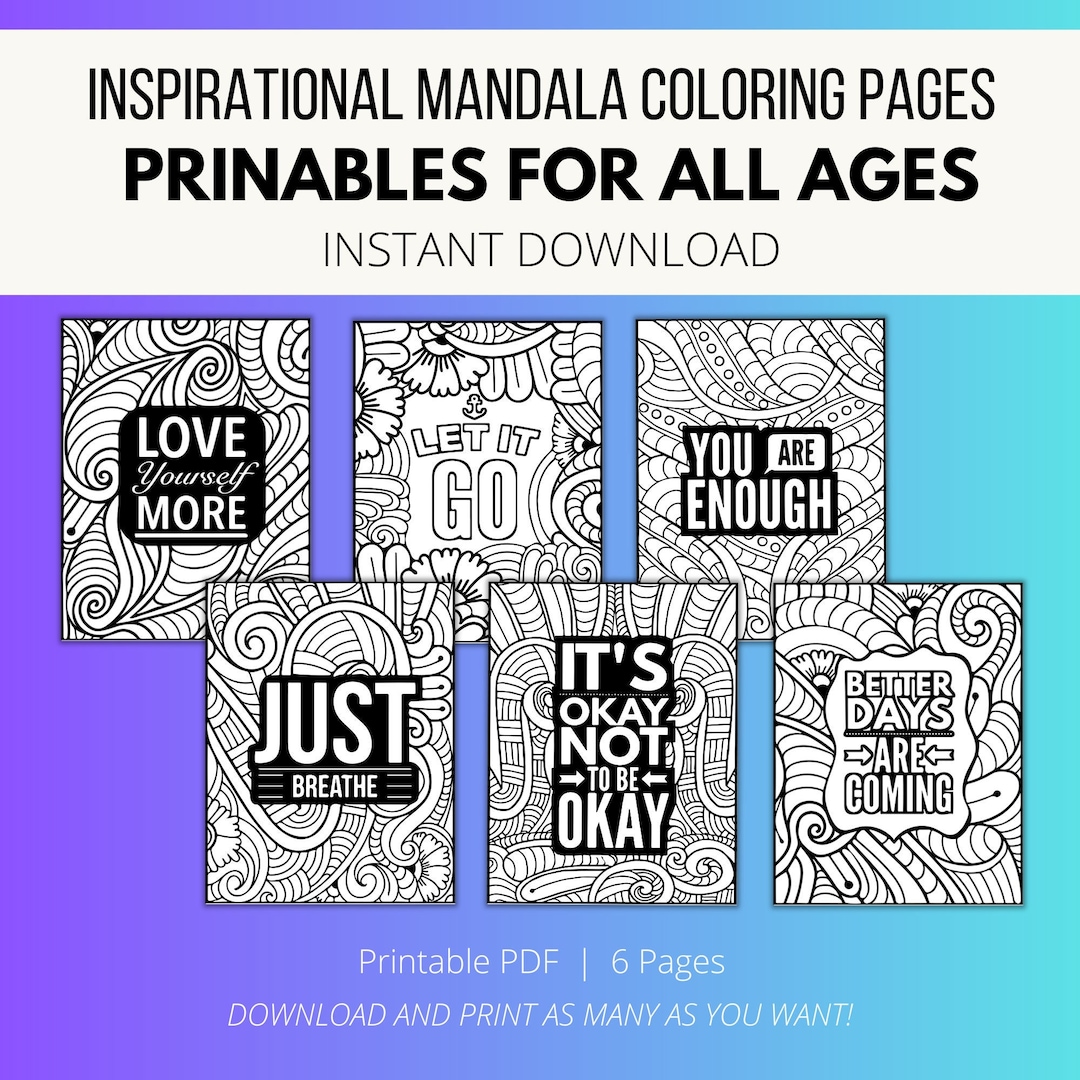 Mandala Coloring Pages, Mindful Coloring Pages, Positive Affirmations ...