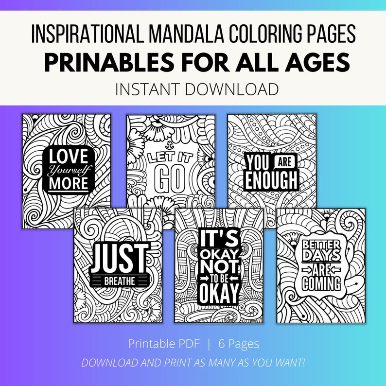 Mandala Coloring Pages, Mindful Coloring Pages, Positive Affirmations ...