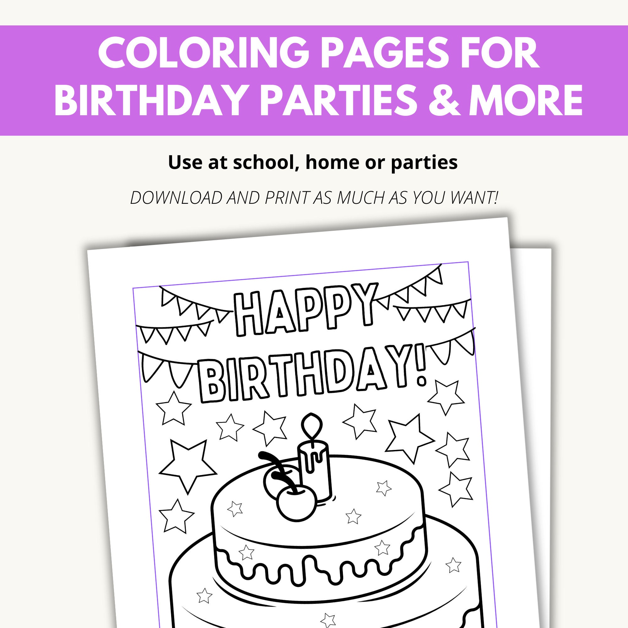 Birthday Party Coloring Page Printable, Birthday Party Activities ...
