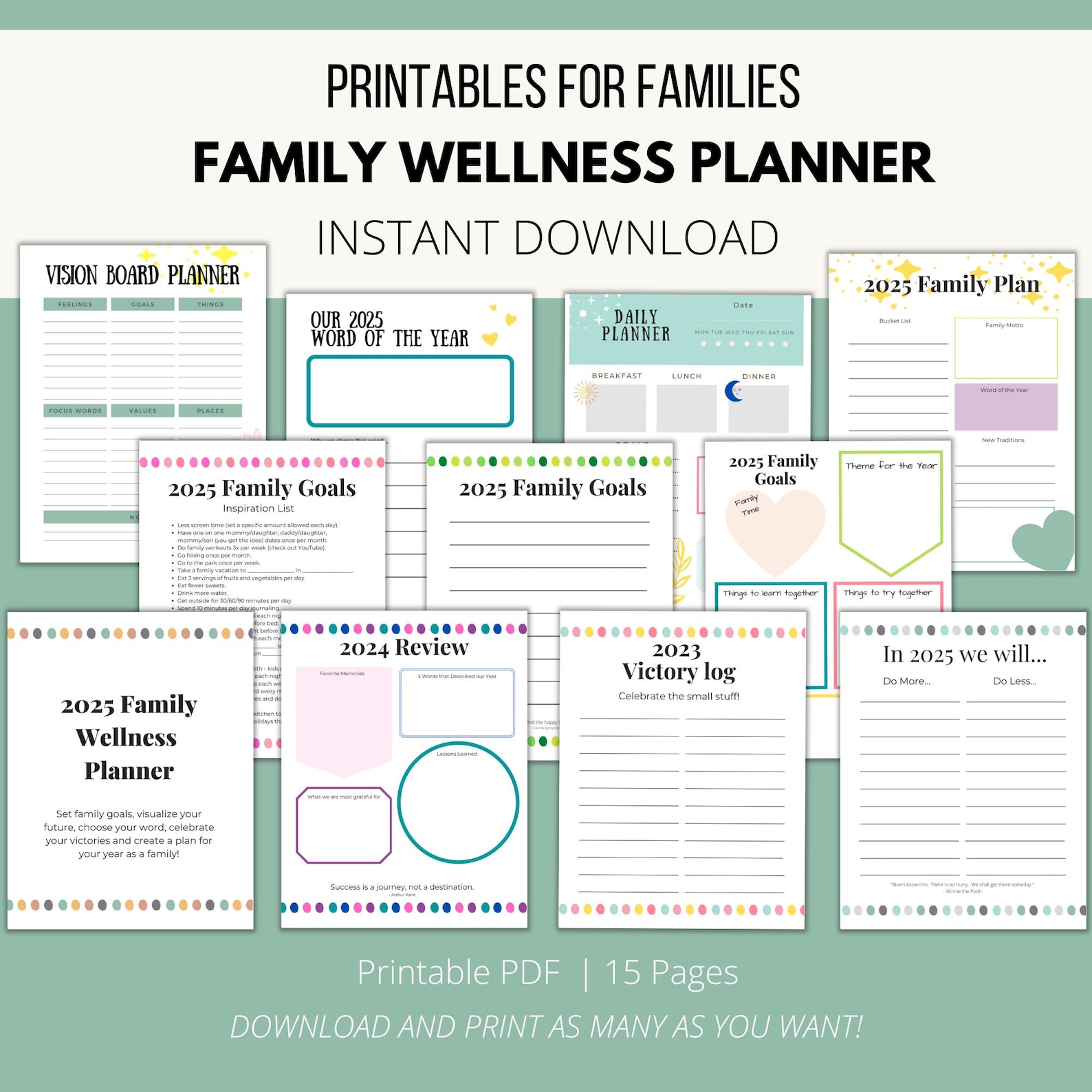 2025 Family Goal Setting Planner | Create Your Family Vision Board, Set ...