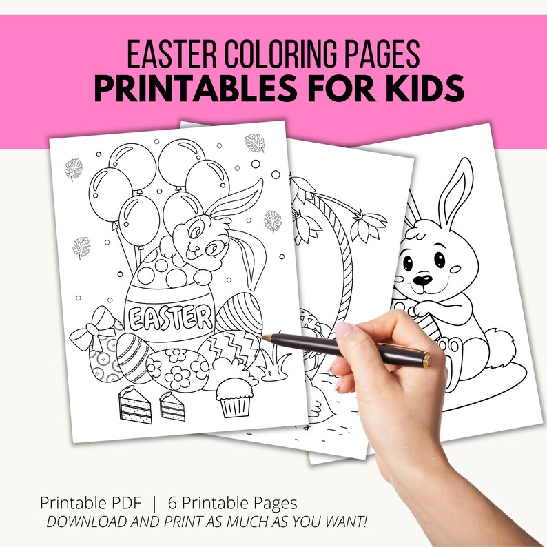 Easter Coloring Pages for Kids, Printable Easter Activity Pages, Easter ...