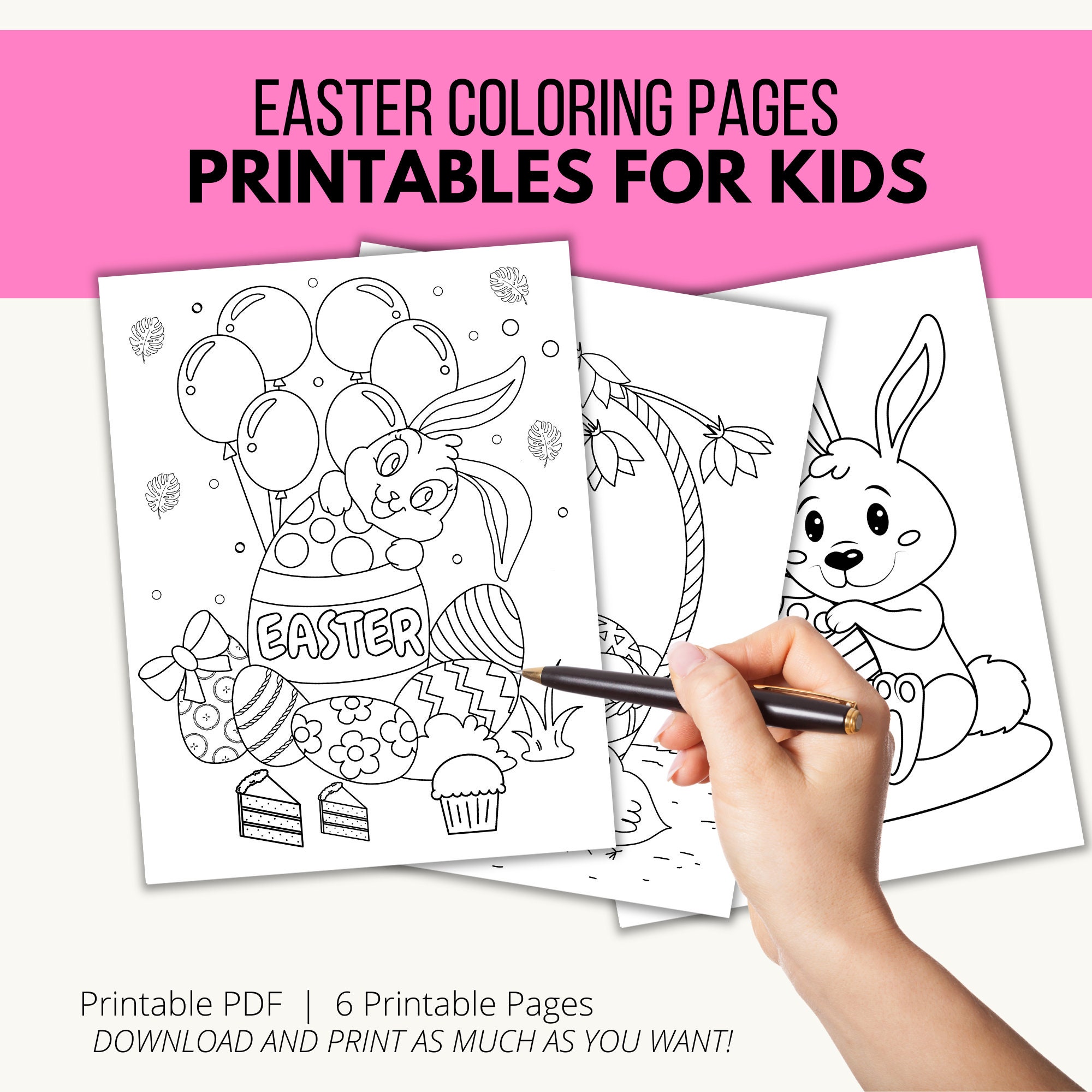 Easter Coloring Pages for Kids, Printable Easter Activity Pages, Easter ...