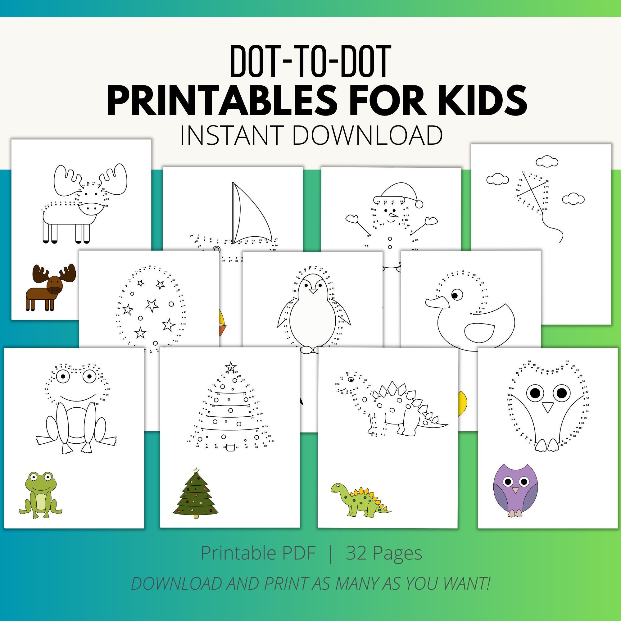 Dot-to-dot Printables for Kids, Connect the Dots Coloring Pages for ...