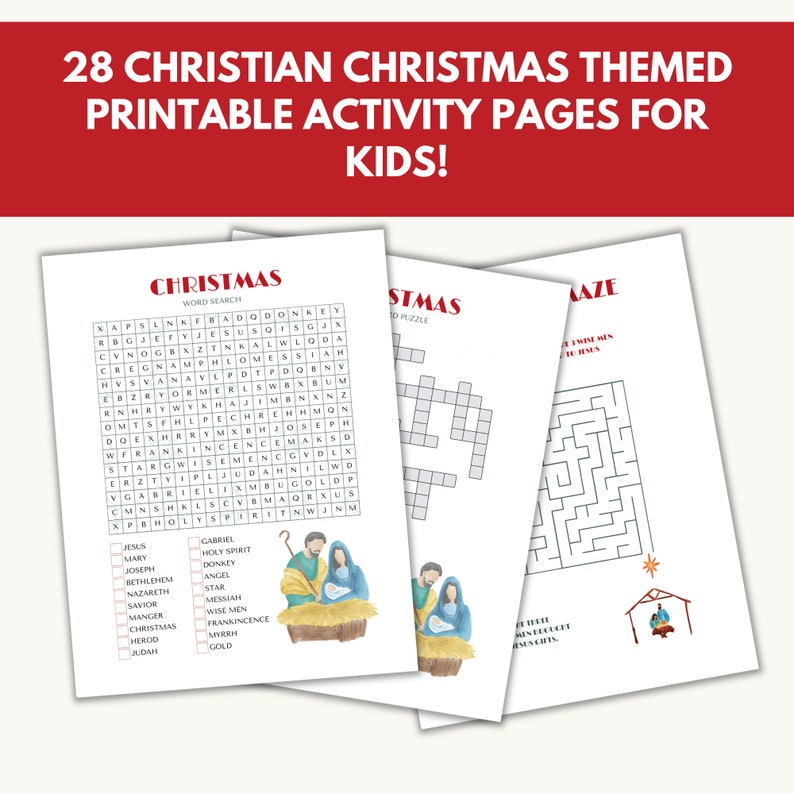 Christian Christmas Activity Bundle for Kids, Christmas Games Printable ...