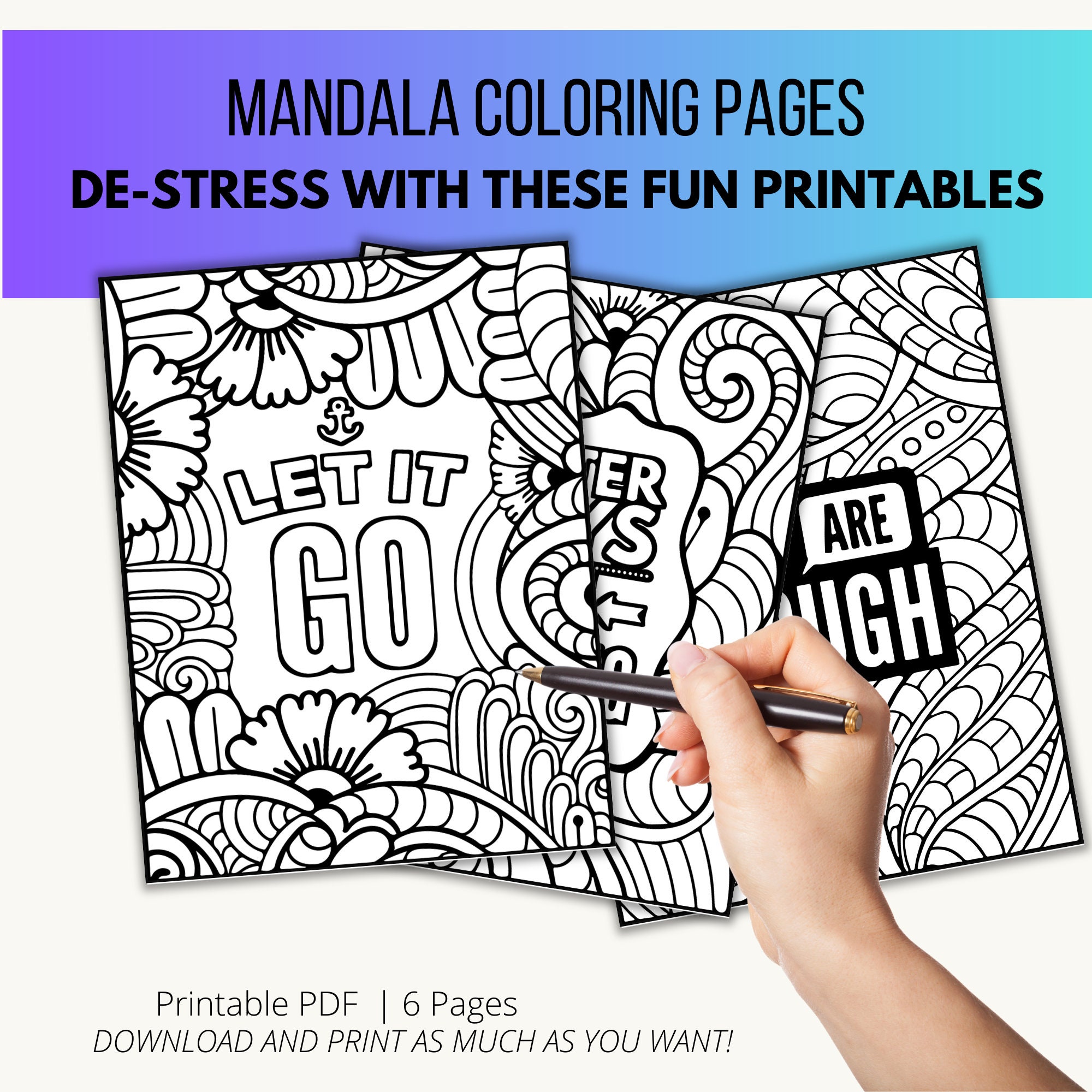 Mandala Coloring Pages, Mindful Coloring Pages, Positive Affirmations ...