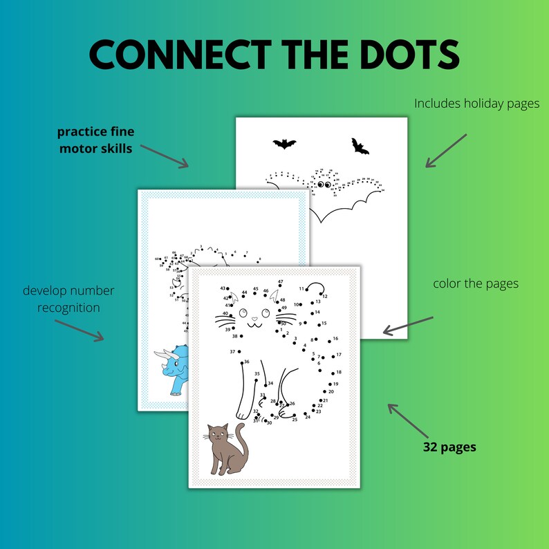 Dot-to-dot Printables for Kids, Connect the Dots Coloring Pages for ...