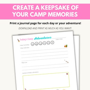 Summer Camp Journal Printable, Camping Book, Camp Diary, Adventure ...