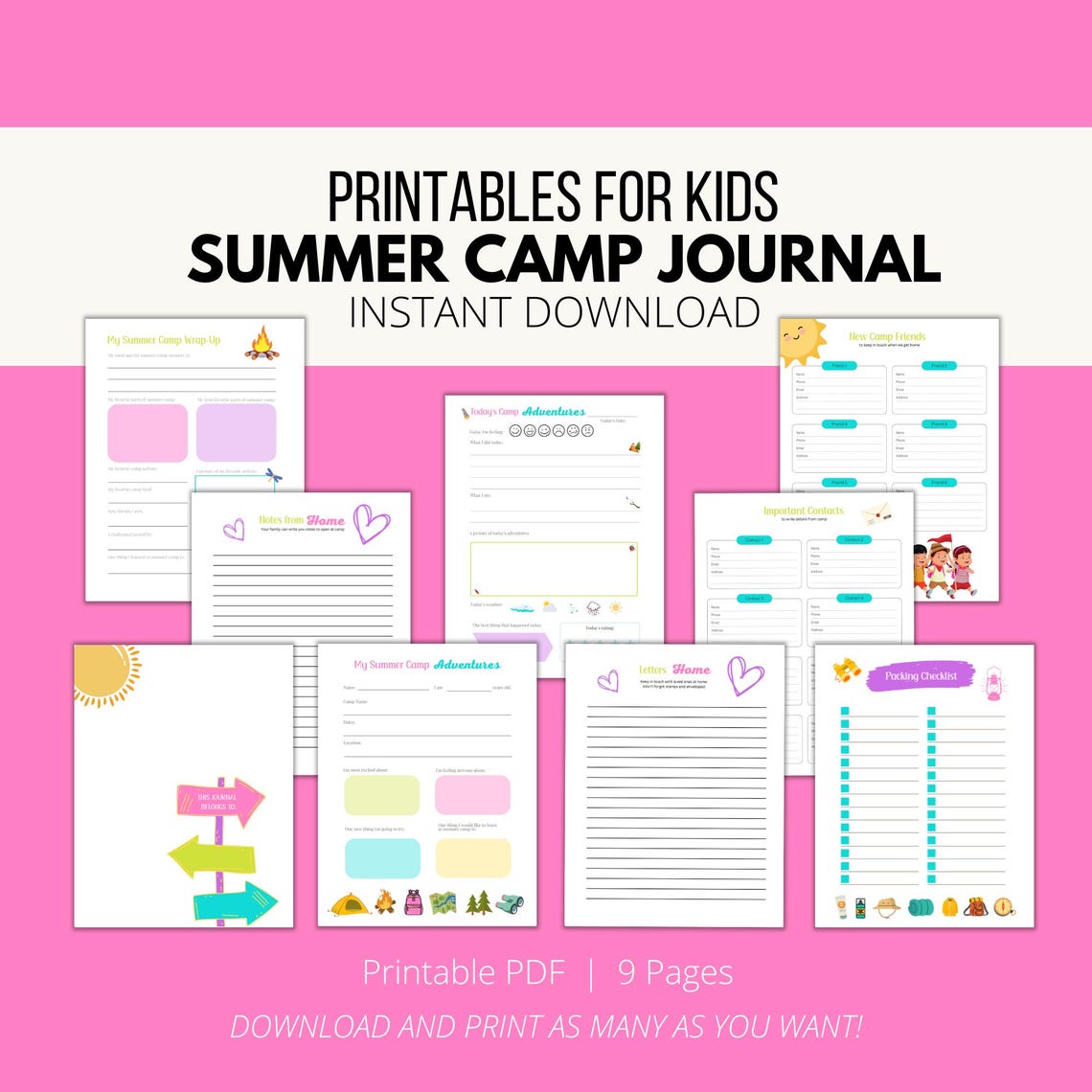 Summer Camp Journal Printable, Camping Book, Camp Diary, Adventure ...