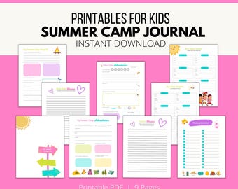 Summer Camp Journal Printable, Camping Book, Camp Diary, Adventure ...
