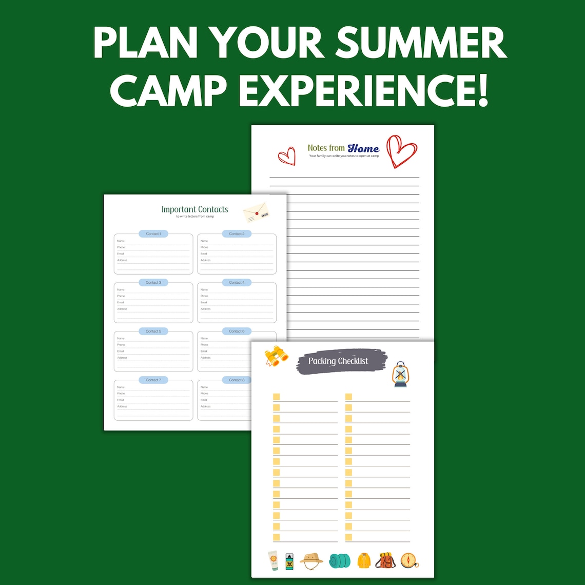 Summer Camp Journal Printable, Camping Book, Camp Diary, Adventure ...