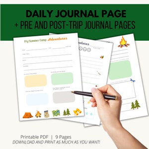 Summer Camp Journal Printable, Camping Book, Camp Diary, Adventure ...