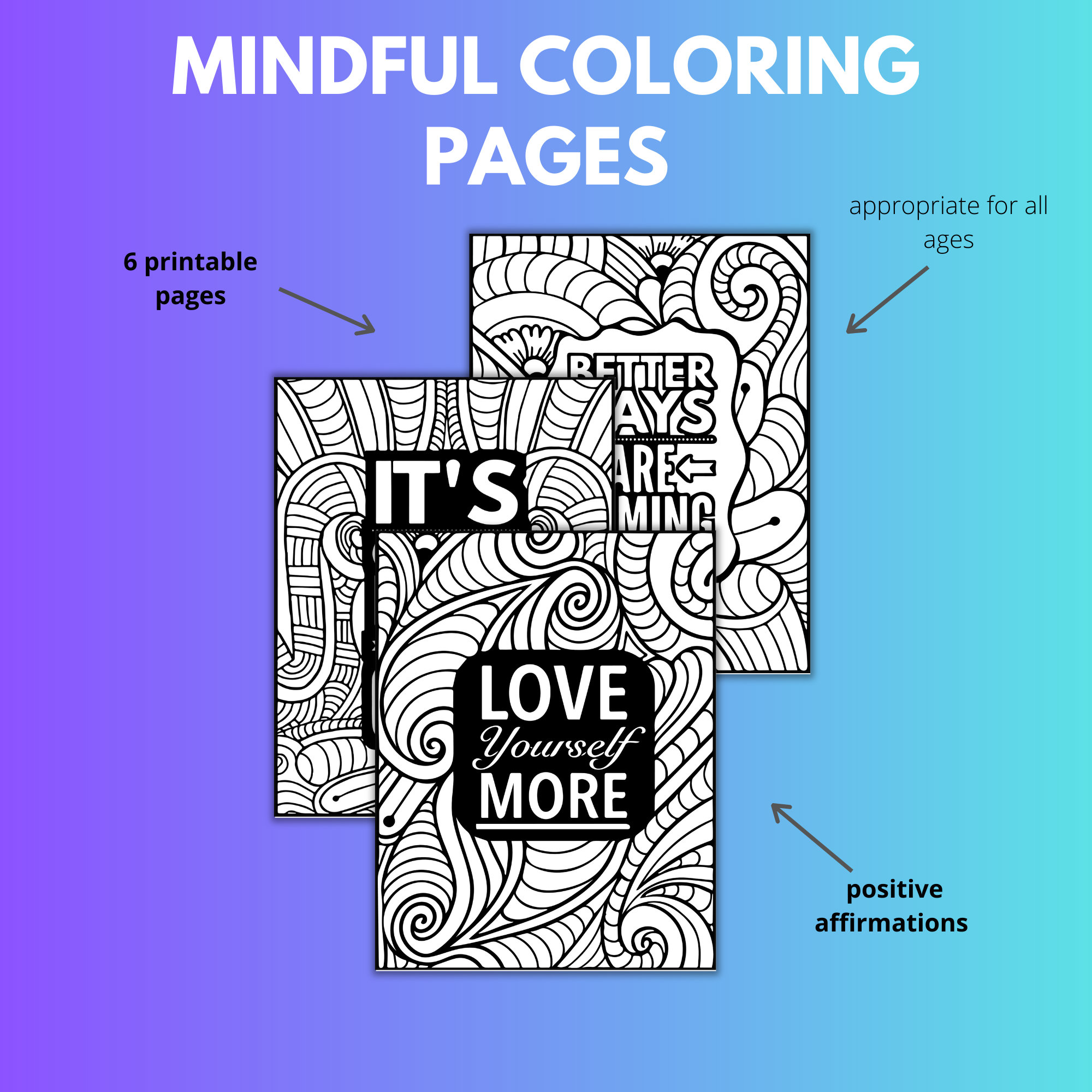 Mandala Coloring Pages, Mindful Coloring Pages, Positive Affirmations ...