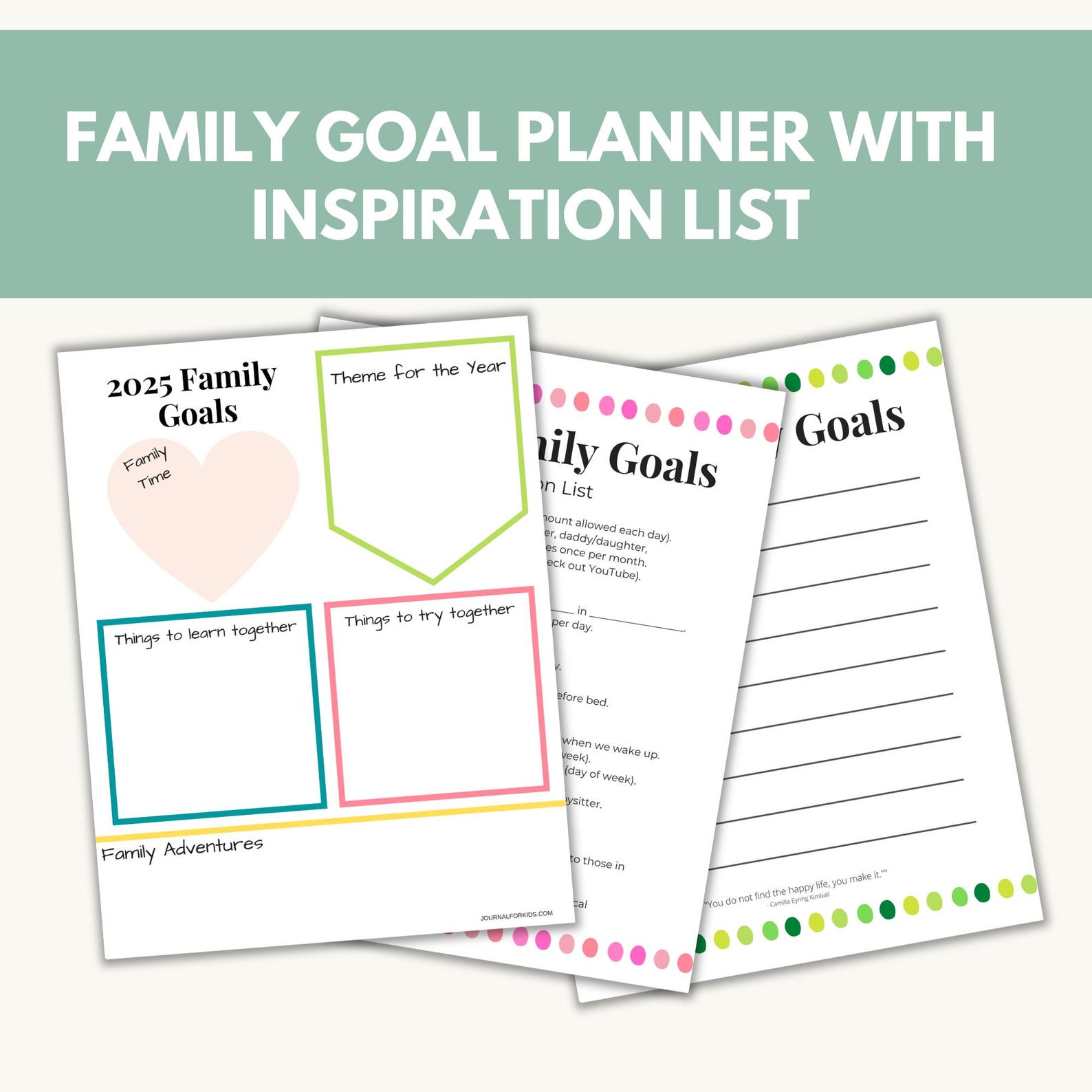 2025 Family Goal Setting Planner | Create Your Family Vision Board, Set ...