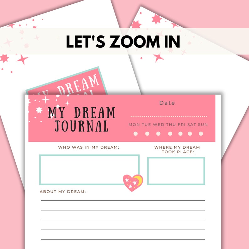 Dream Journal Printable for Kids and Teens, Dream Tracker Printable ...