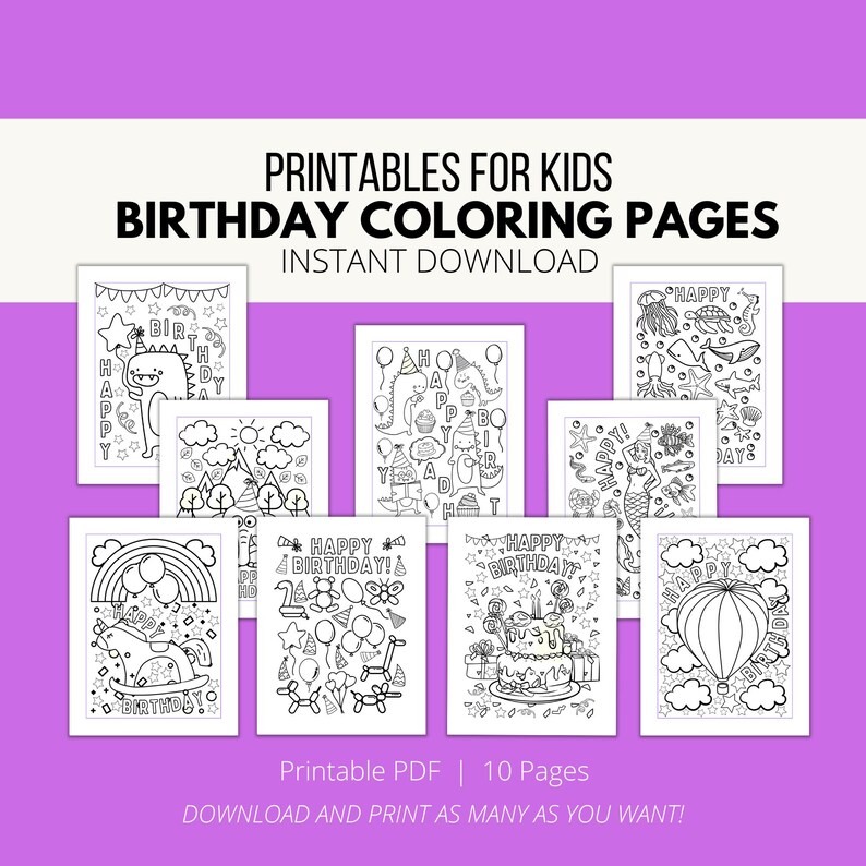 Birthday Party Coloring Page Printable, Birthday Party Activities ...
