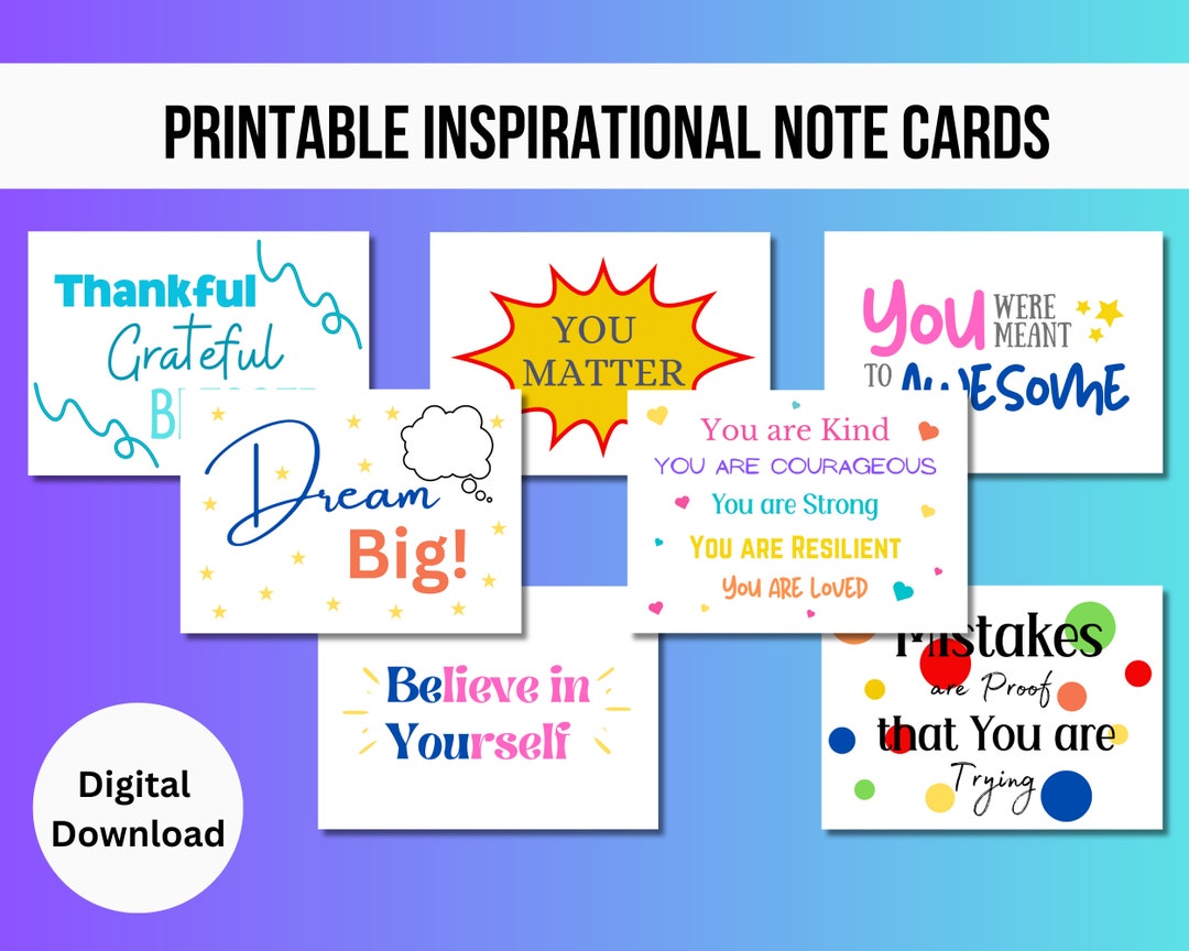 Inspirational Note Cards, Motivational Greeting Cards for Kids ...