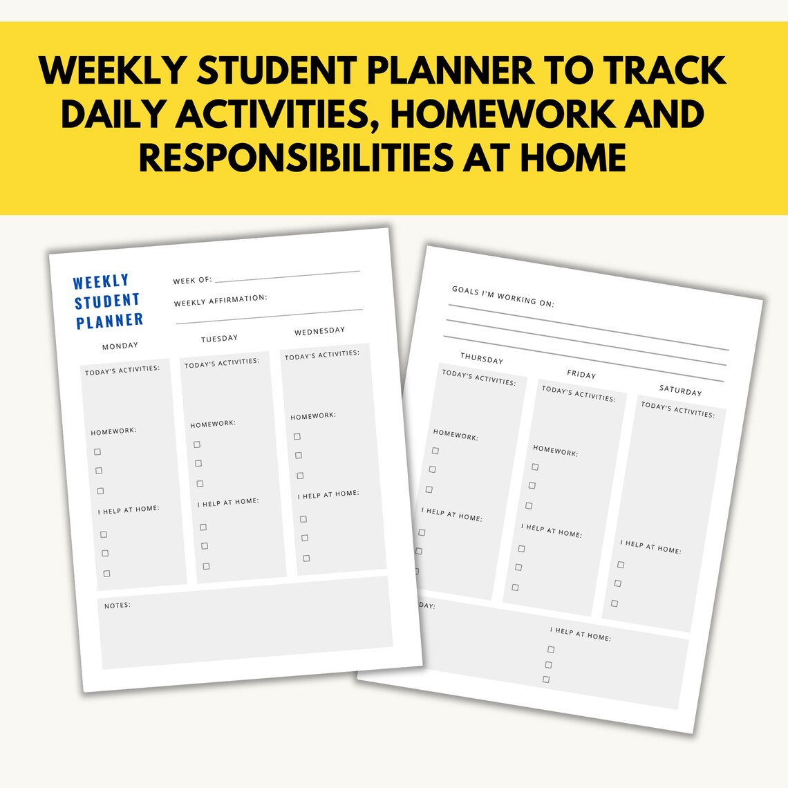 Student Planner and Journal, Growth Mindset Journal, Printable School ...