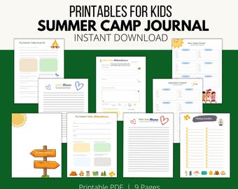 Summer Camp Journal Printable, Camping Book, Camp Diary, Adventure ...