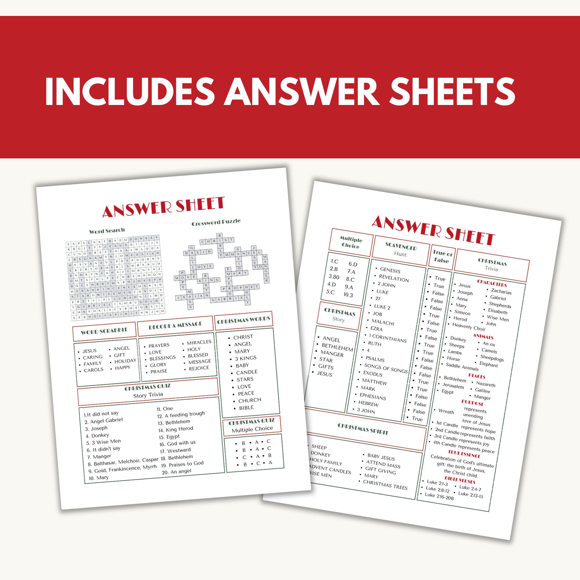 Christian Christmas Activity Bundle for Kids, Christmas Games Printable ...