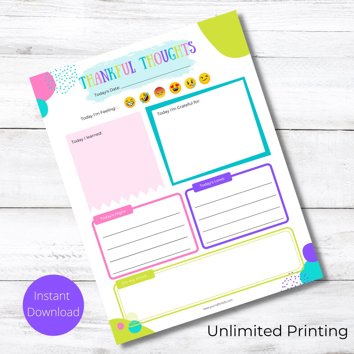 Kids Daily Gratitude Journal Printable Digital Journal for Kids - Etsy