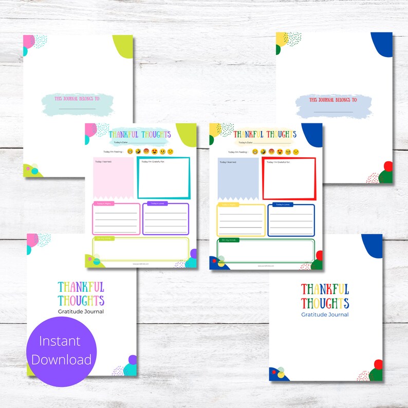 Kids Daily Gratitude Journal Printable | Digital Journal for Kids - Etsy
