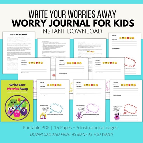 Anxiety Journal for Kids Printable Worry Journal Kids Mental - Etsy