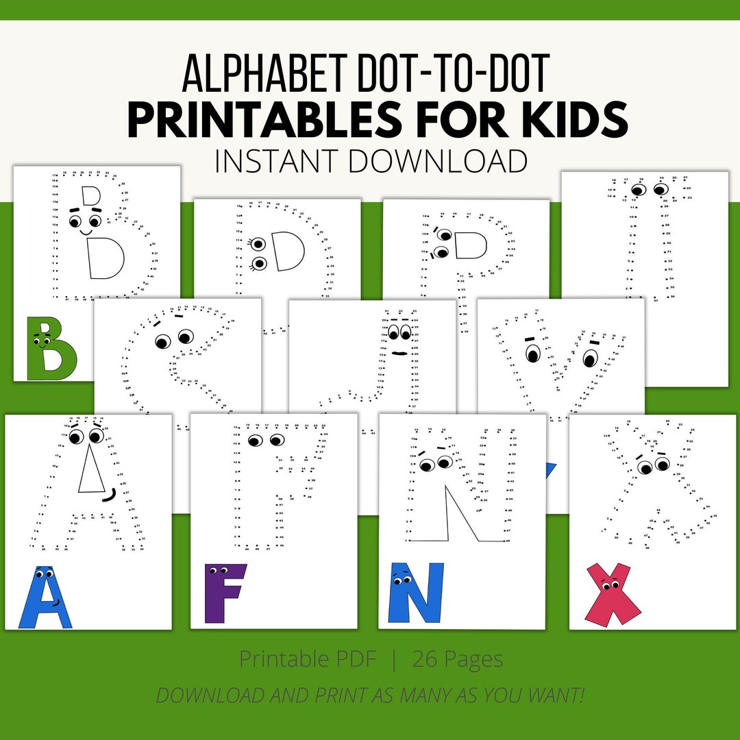 Printable Dot-to-dot Alphabet, Connect the Dots Letters, Letter ...