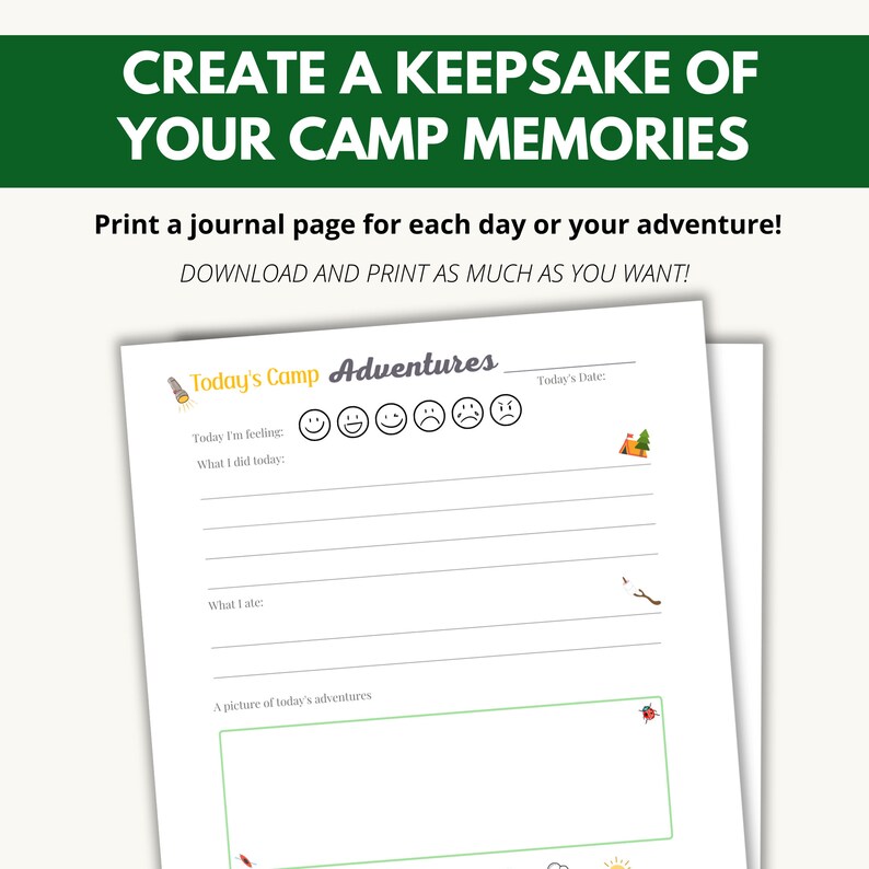 Summer Camp Journal Printable, Camping Book, Camp Diary, Adventure ...
