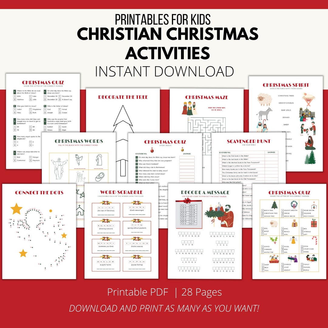 Christian Christmas Activity Bundle for Kids, Christmas Games Printable ...