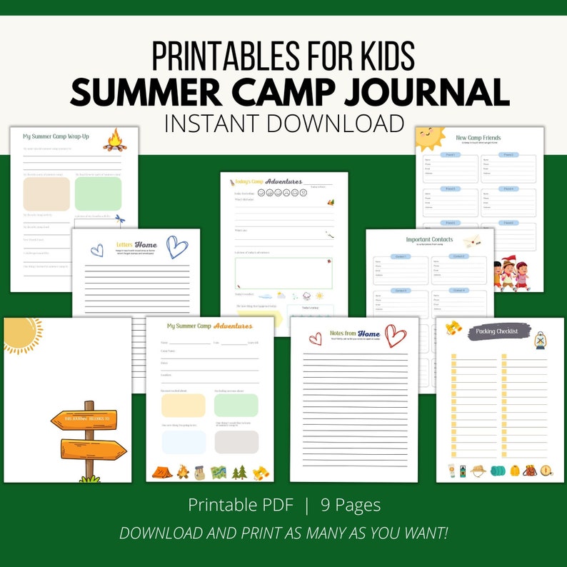 Summer Camp Journal Printable, Camping Book, Camp Diary, Adventure ...