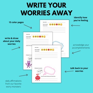 Anxiety Journal for Kids, Printable Worry Journal, Kids Mental Health ...