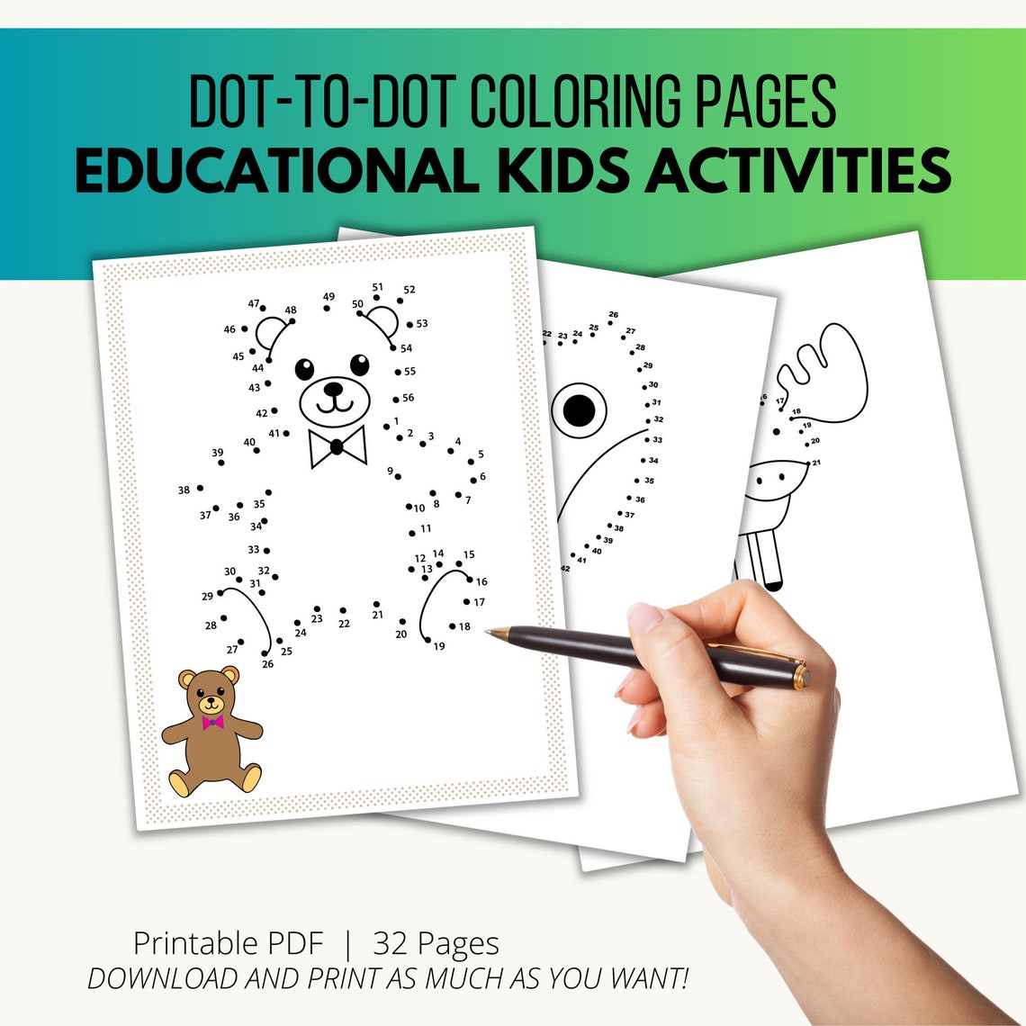 Dot-to-dot Printables for Kids, Connect the Dots Coloring Pages for ...
