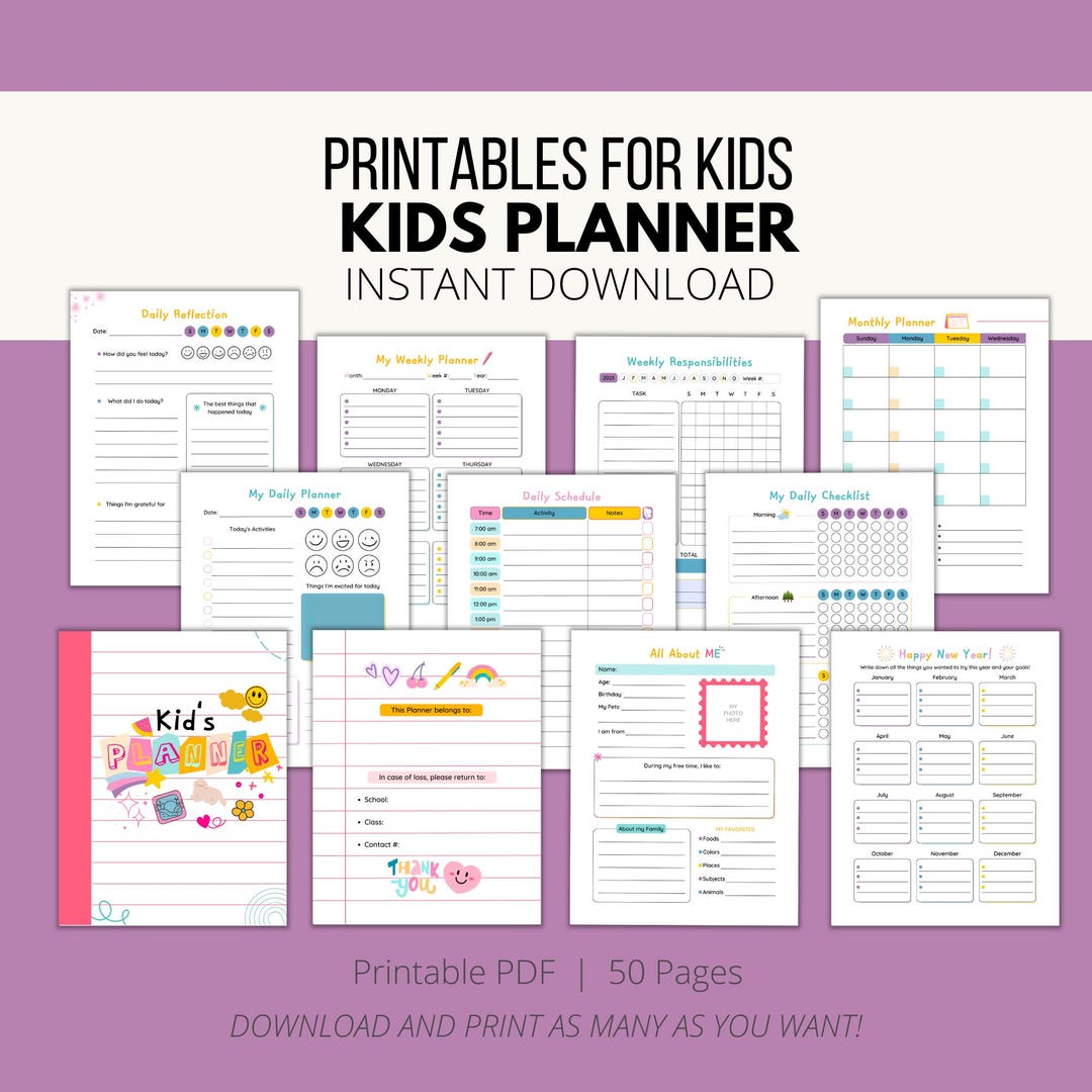 Kids Planner, Fun Colorful Children's Planner, Homeschool Planner ...